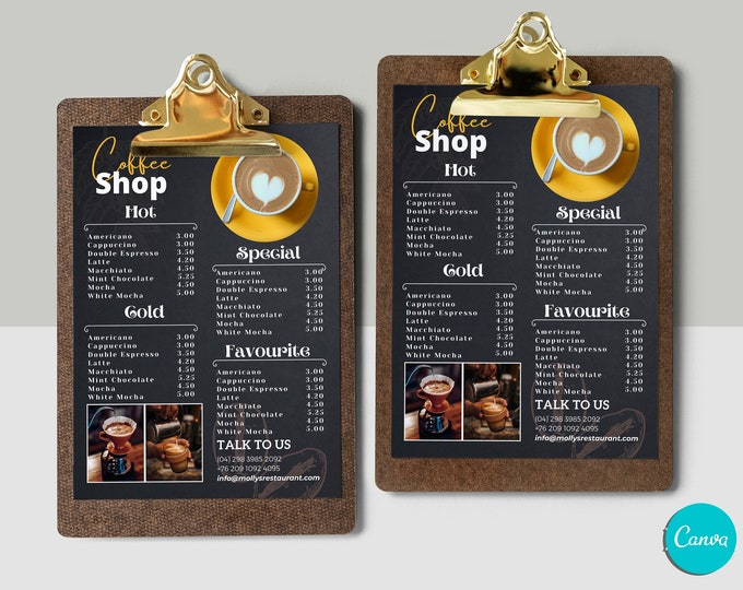 Restaurant Cafe Food Menu Template Editable Coffee Menu - Etsy
