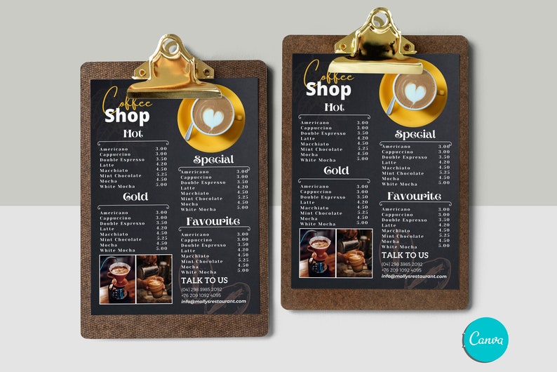 Restaurant Cafe Food Menu Template, Editable Coffee Menu Template, Food ...
