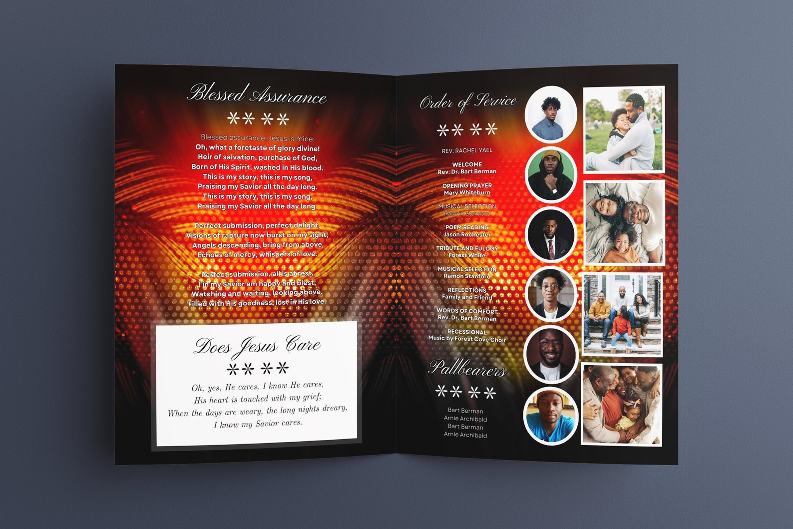 Magazine Style Funeral Program Template, Blue Memorial Service Template ...