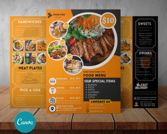 Restaurant Food Menu Food Menu Templatefood Menu Designfast - Etsy