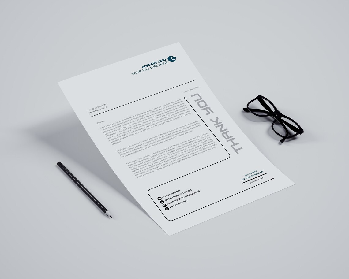 Minimalist & Modern Letterhead Template, Editable Printable ...