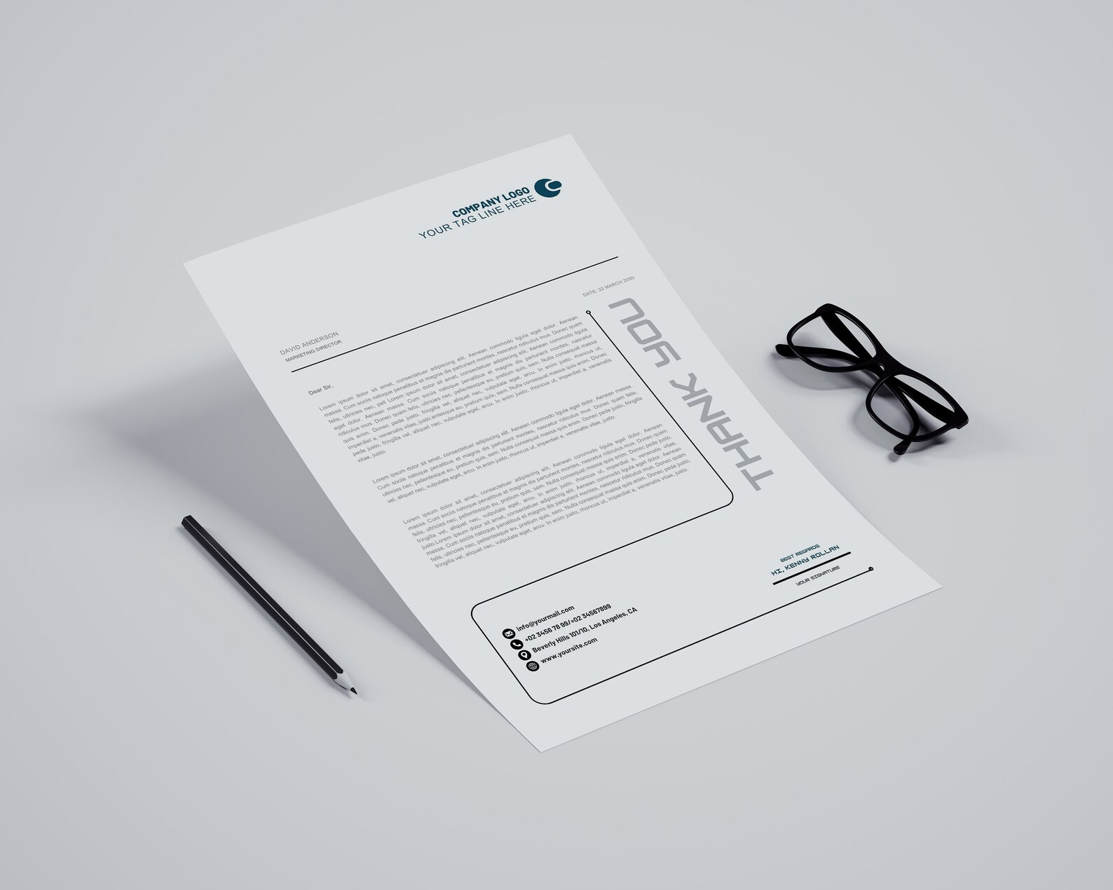 Minimalist & Modern Letterhead Template, Editable Printable ...