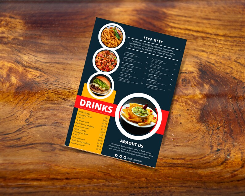 Canva Editable Food Menu Template, Food Menu Template, Food Menu ...