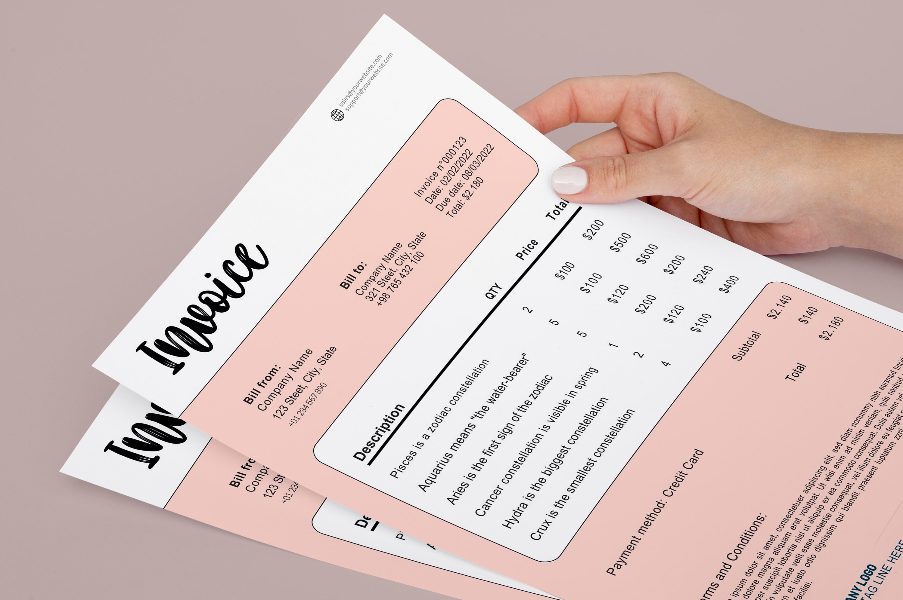 Modern Invoice Form Customizable Invoice Template, Editable Invoice ...