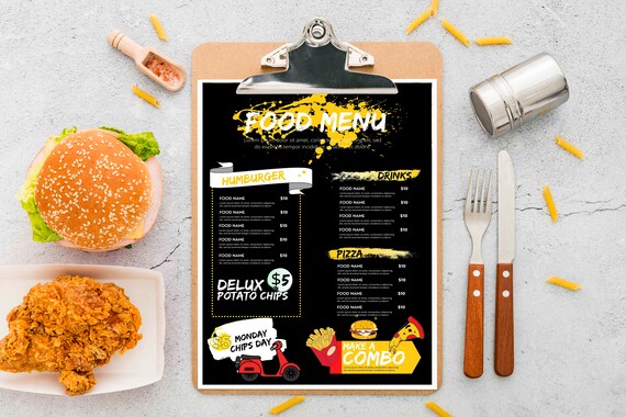 Easy editable canva food menu template for restaurant and bar | Etsy