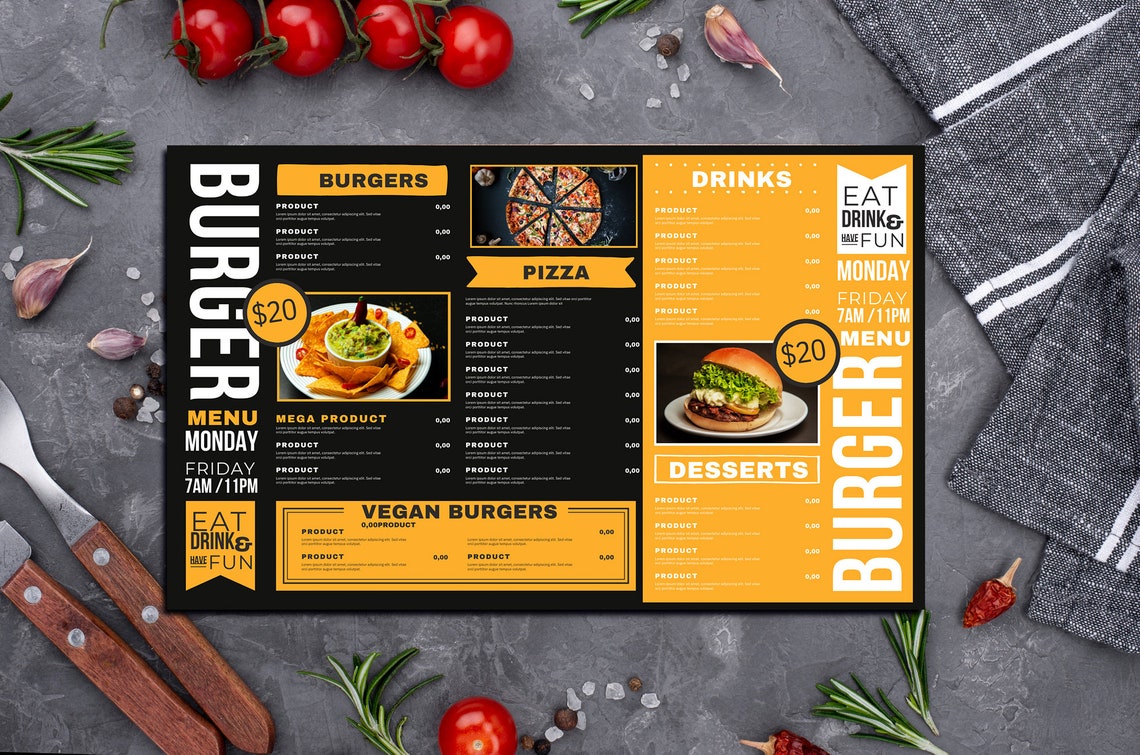 Restaurant Menu Flyer Template, Editable Menu Template, Simple Food ...