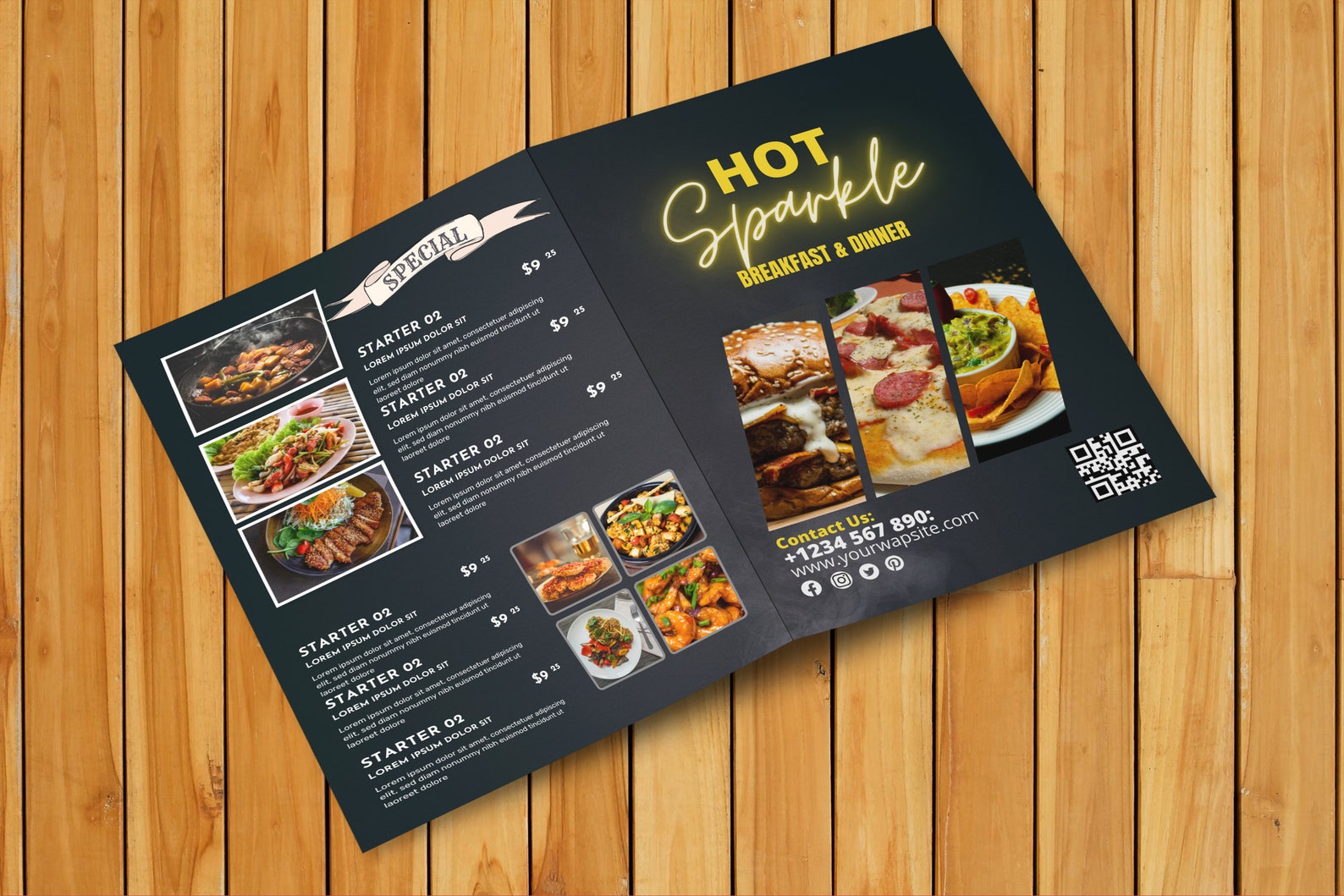 Restaurant Bifold Brochure Templates, Restaurant Food Menu, Printable ...