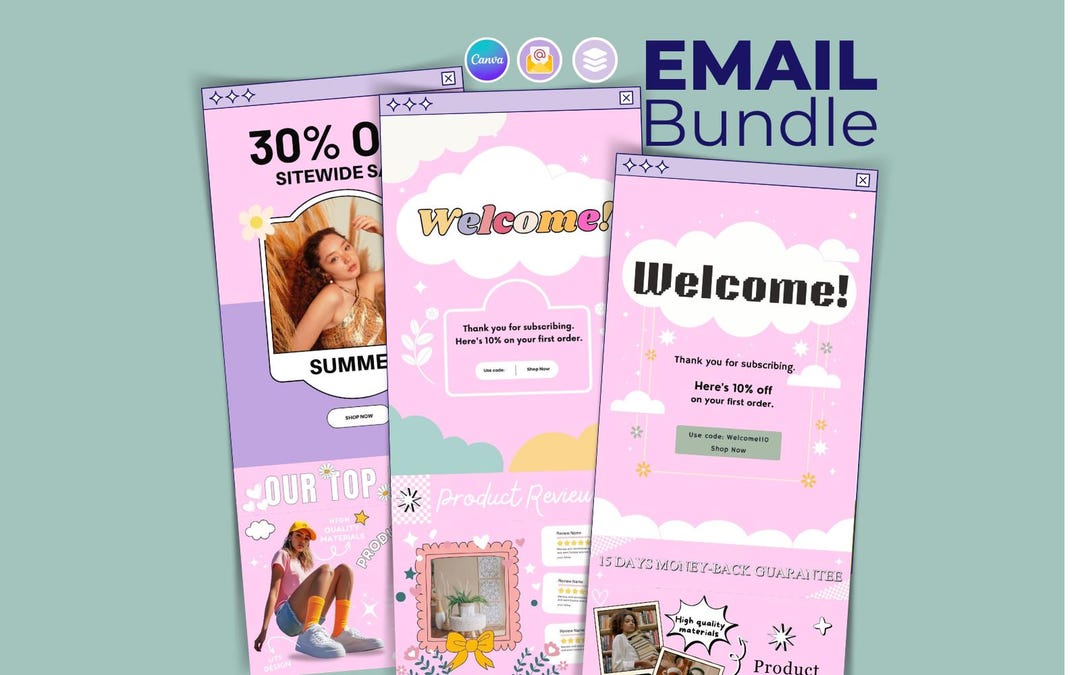 Pink Retro Email Newsletter Template, Email Marketing Templates, Email ...