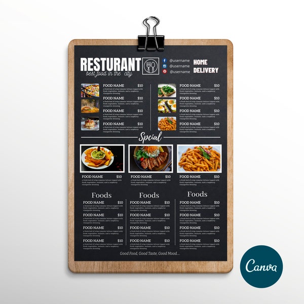 Picture Menu Template - Etsy