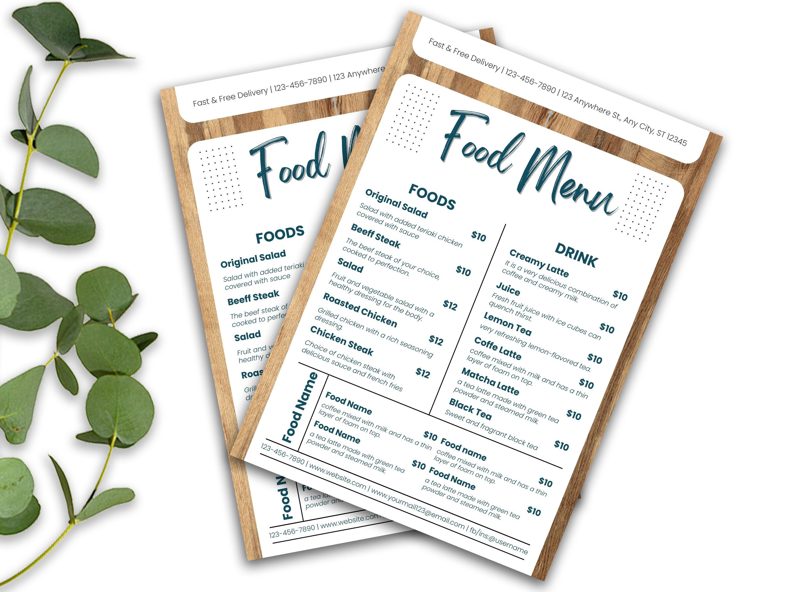 Restaurant Food Menu, Editable DIY Template Price,minimalist Restaurant ...