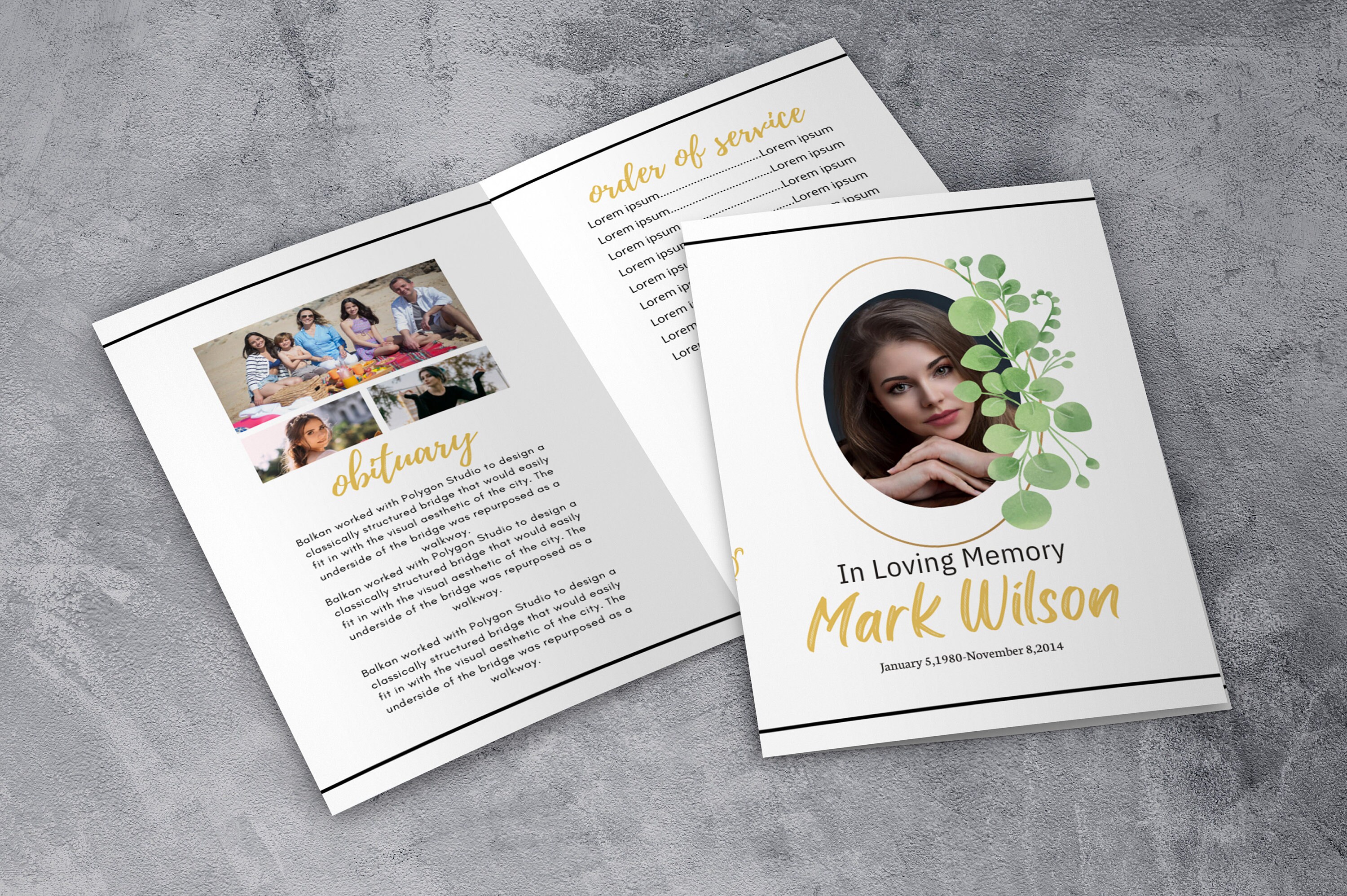 Editable Memorial Service Template, Funeral Program Template, Floral ...