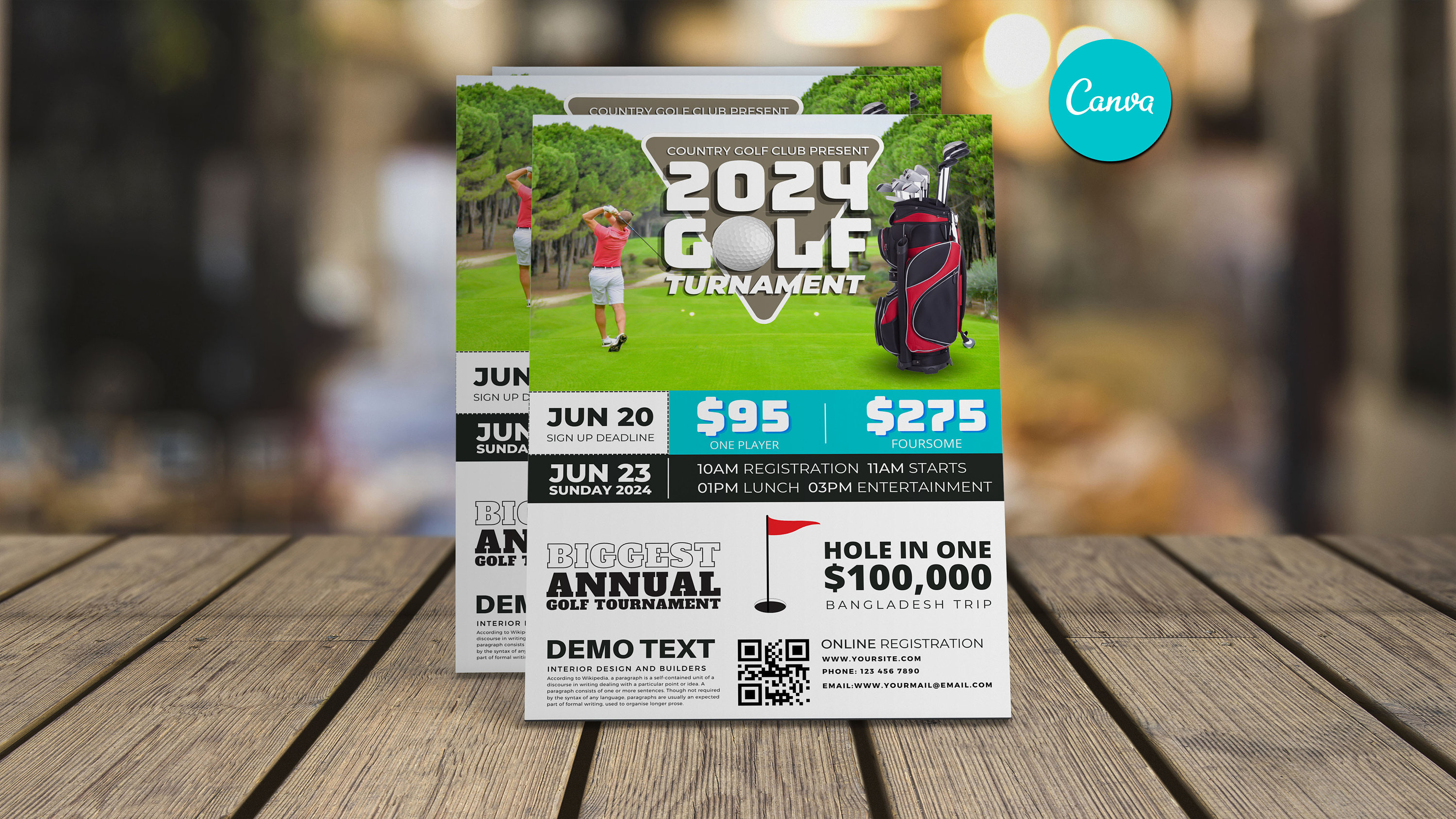 Printable Golf Tournament Event Invitation Flyer, Editable Golf ...
