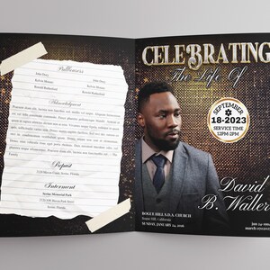 8 Page Gold Luxury Funeral Program Canva Template, Gold Memorial ...