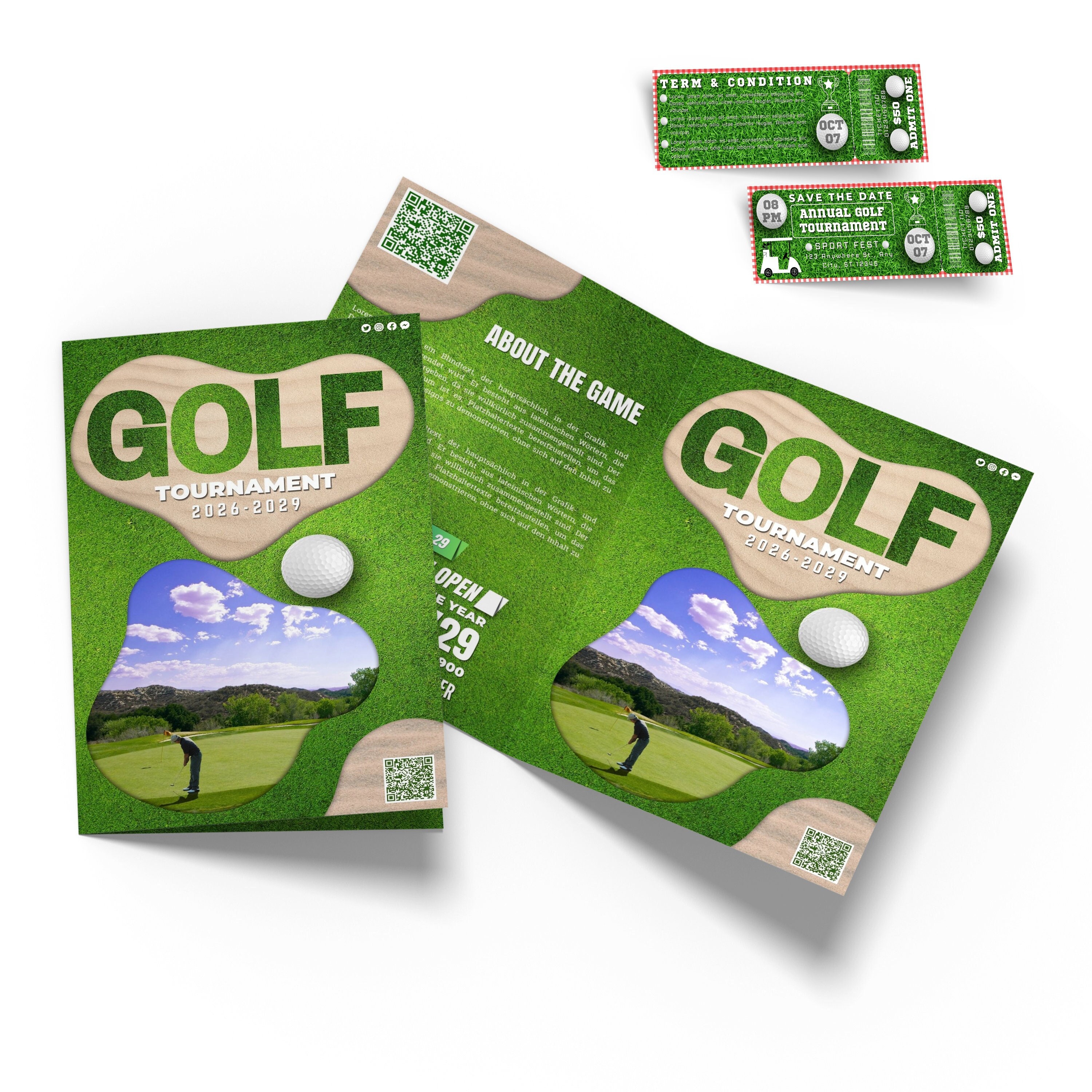 Golf Tournament Bi-fold Brochure Template | Golf Competition | 8.5 X 11 ...