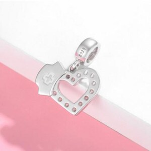 Nurse Charm , Nurse Heart Charm Fit for Pandora Bracelet , 100% Genuine ...