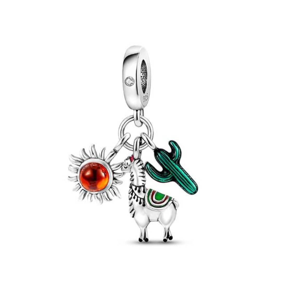 Alpaca Cactus and Sun Charm Fit for Pandora Bracelet , 100% Genuine 925 ...