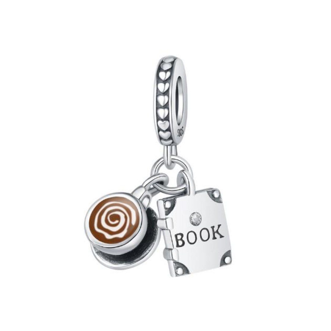 Coffee and Book Charm Fit for Pandora Bracelet , 100% Genuine 925 ...