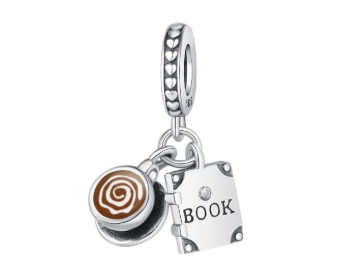 Coffee and Book Charm Fit for Pandora Bracelet , 100% Genuine 925 ...