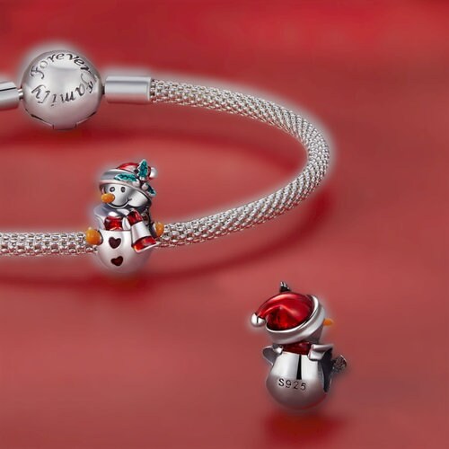 Snowman Bead Charm for Pandora Bracelet Necklace, Christmas Charm, 100% ...