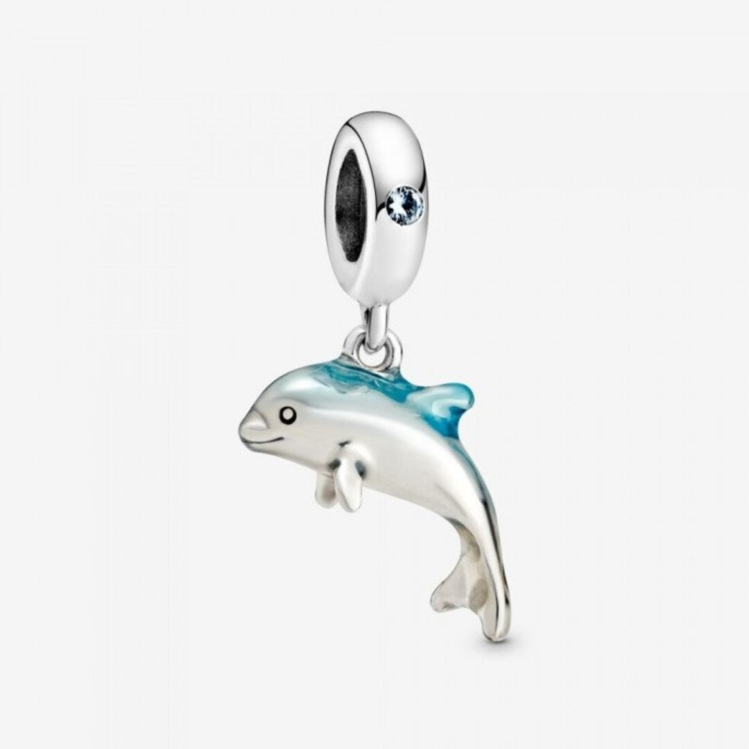 Shimmering Dolphin Sterling Silver Dangle Charm for Bracelet - Etsy