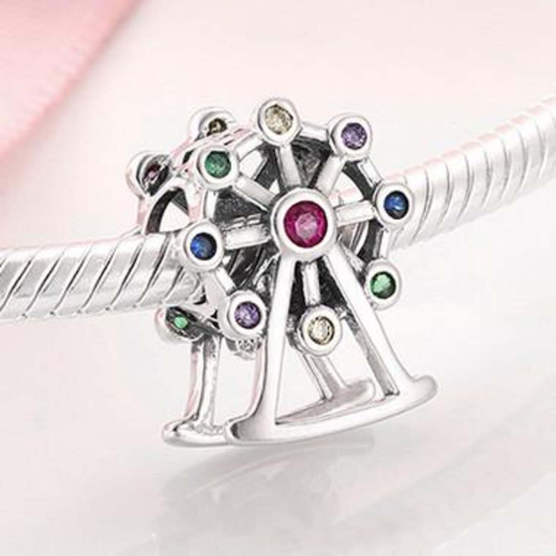 Colorful Ferris Wheel Charm Fit for Pandora Bracelet , 100% Genuine 925 ...