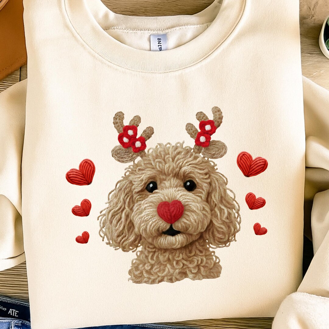 Dog Valentines Day Goldendoodle Png, Faux Yarn Dog Shirt, Trendy Yarn ...