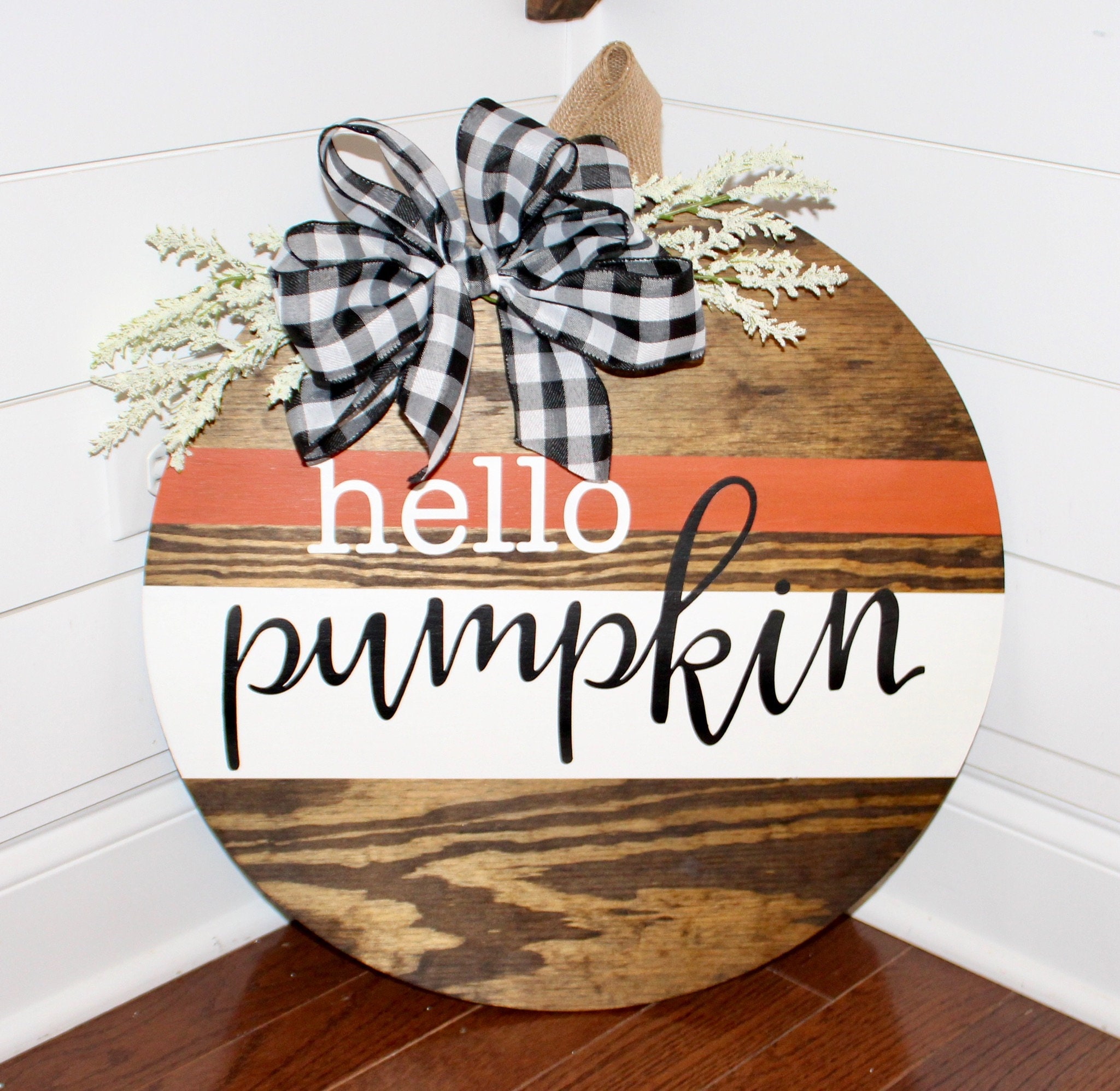 Front Door Sign | Hello Pumpkin | Door Hanger | Fall Decor | Home Decor ...