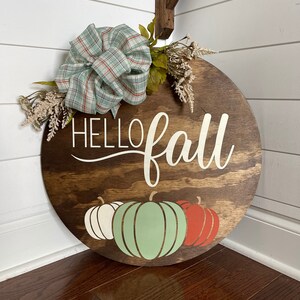 Front Door Sign | Hello Fall | Door Hanger | Fall Decor | Home Decor ...