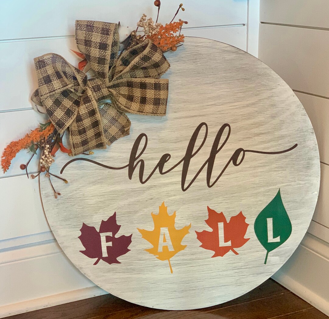 Front Door Sign | Hello Fall | Door Hanger | Fall Decor | Home Decor ...