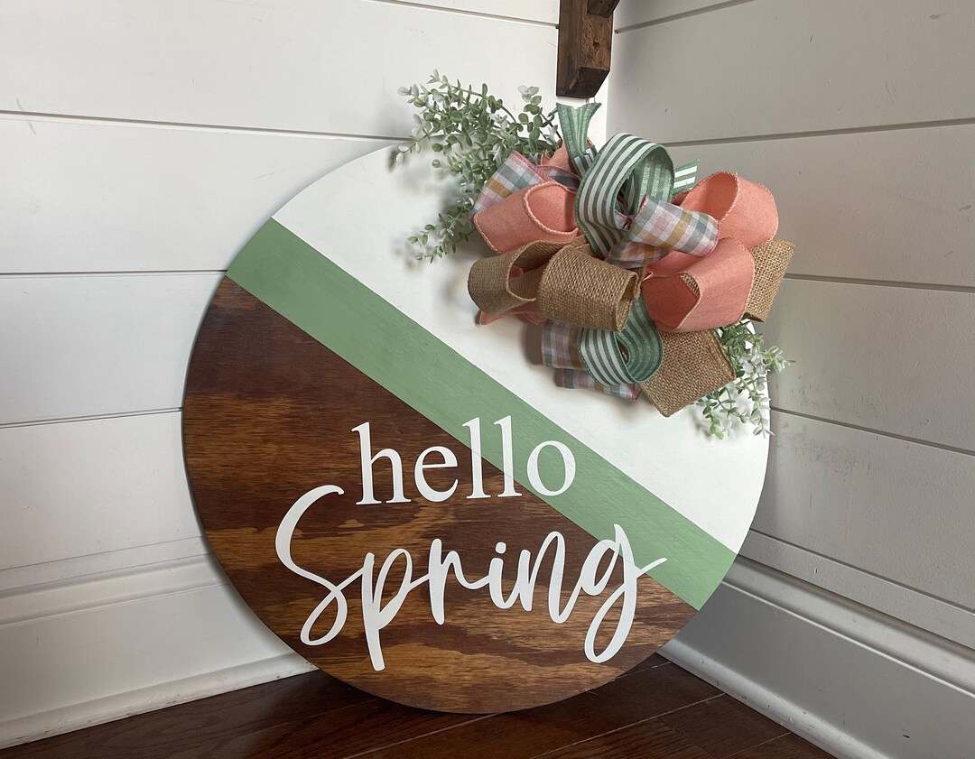 Front Door Sign | Hello Spring | Door Hanger |spring Decor | Home Decor ...