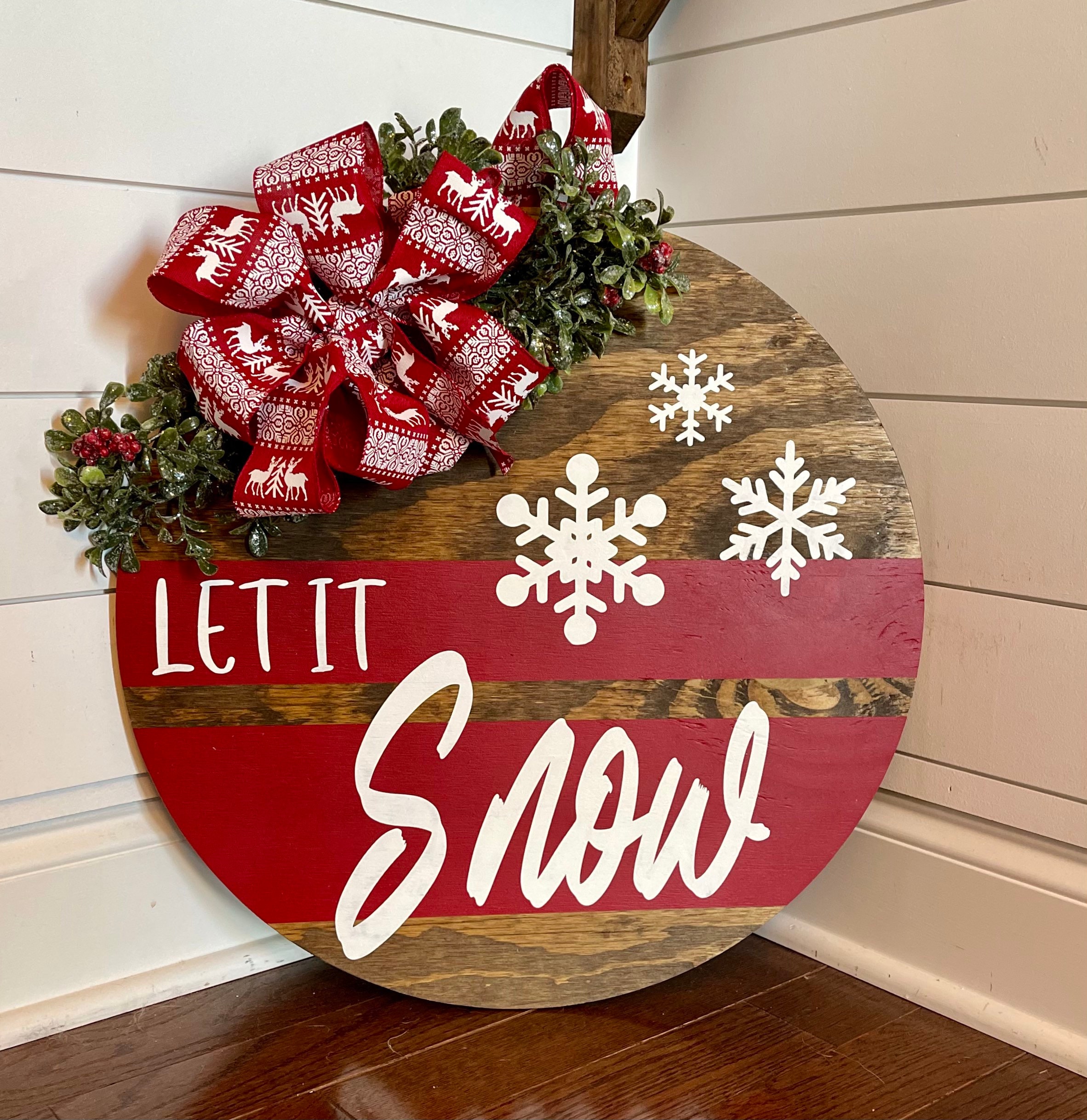 Front Door Sign Let It Snow Door Hanger Christmas Decor | Etsy