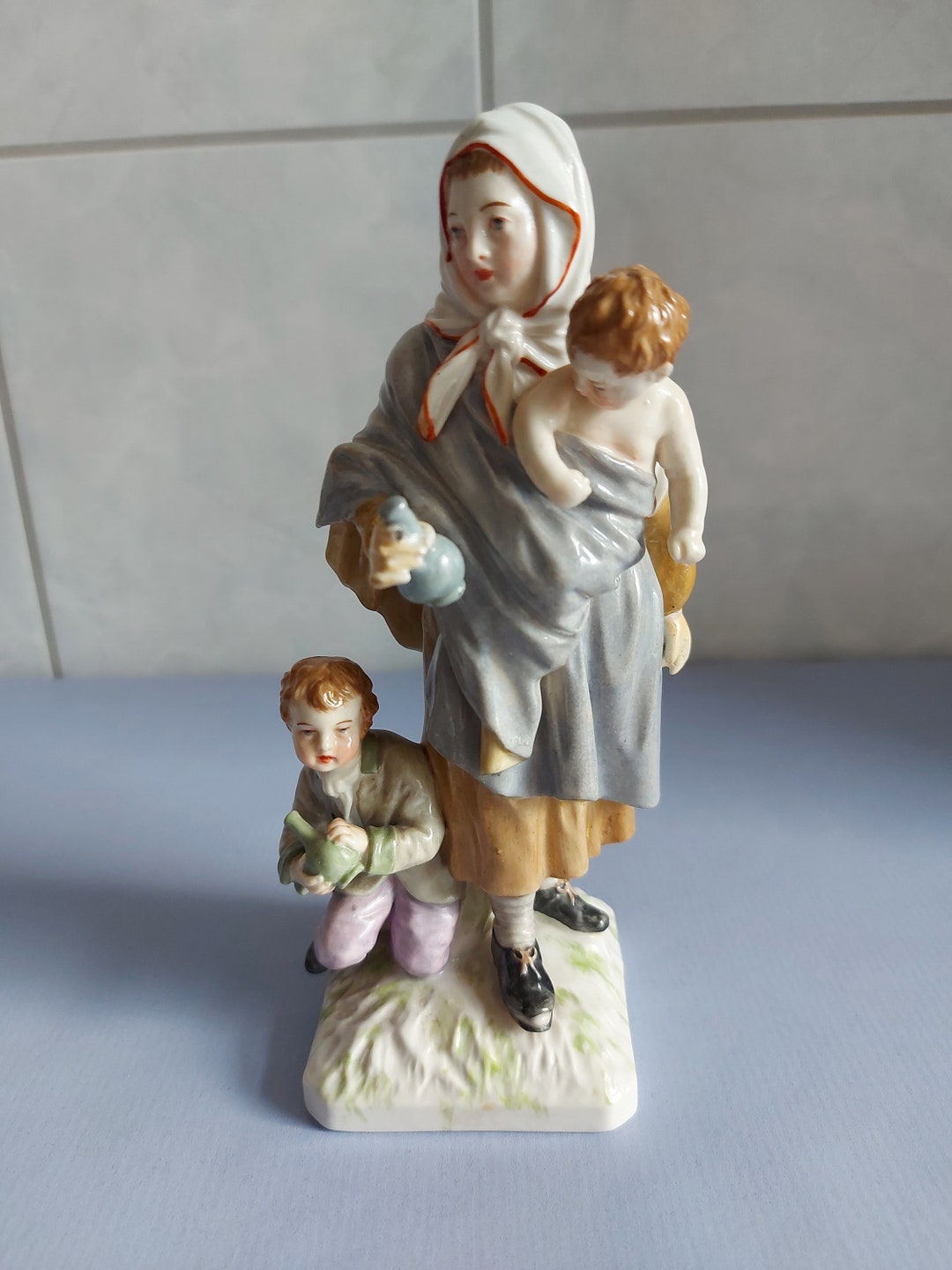 Porcelain Figurine-kpm Berlin-beggar With 2 Children - Etsy