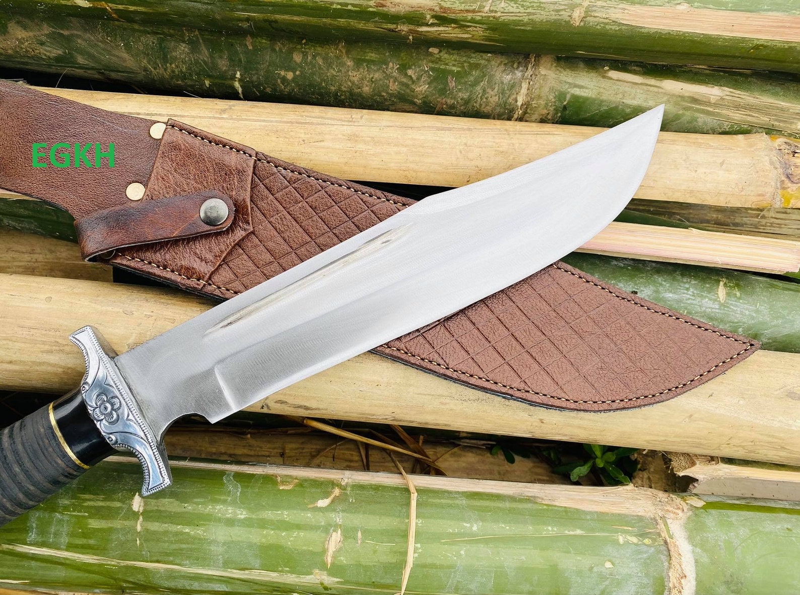 EGKH 12 Inch Fixed Blade Bowie Knife Hunting Knife Leather - Etsy