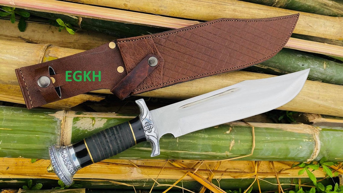 EGKH 12 Inch Fixed Blade Bowie Knife Hunting Knife Leather - Etsy