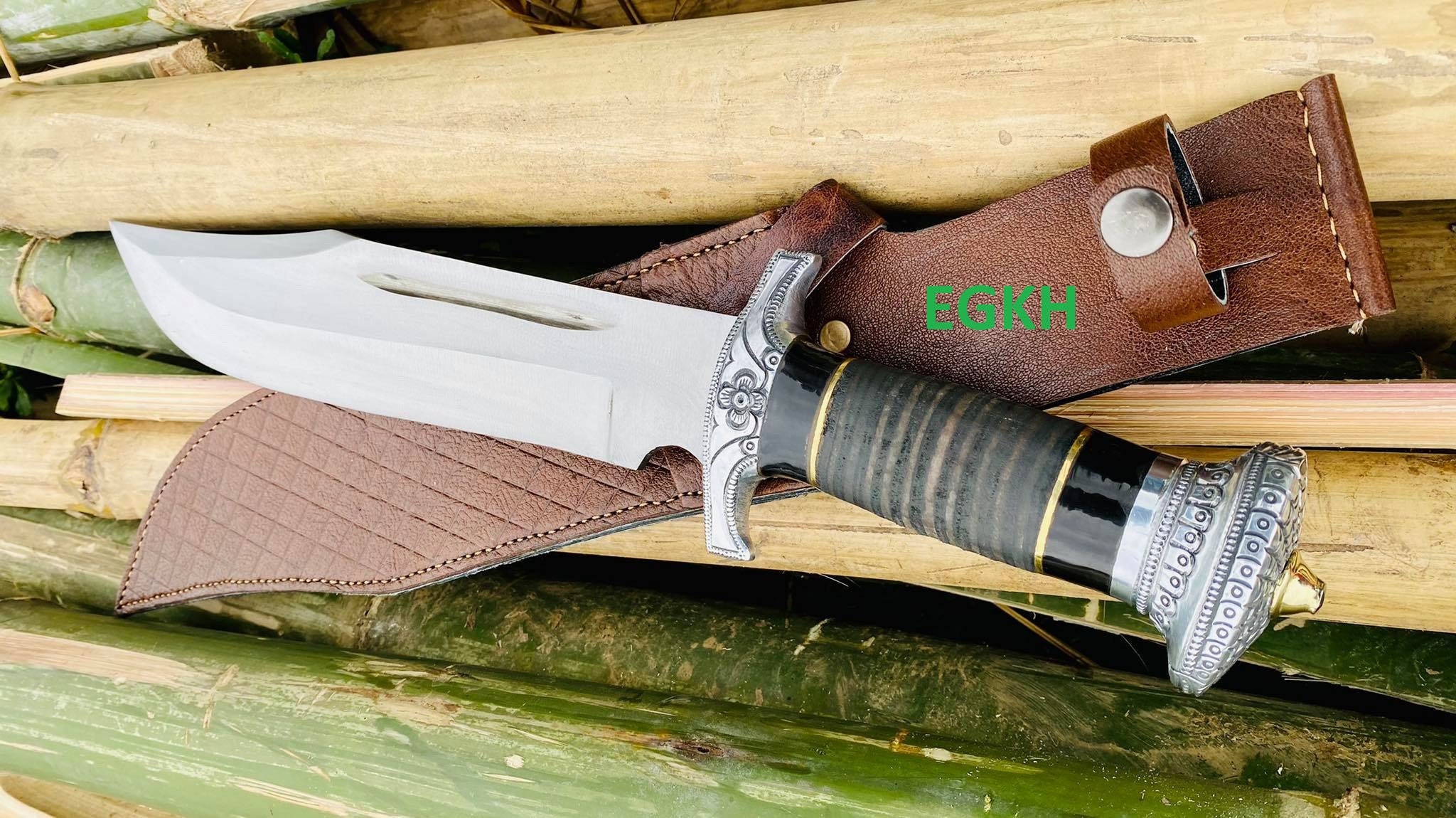 EGKH 12 inch Fixed Blade Bowie Knife Hunting Knife Leather | Etsy