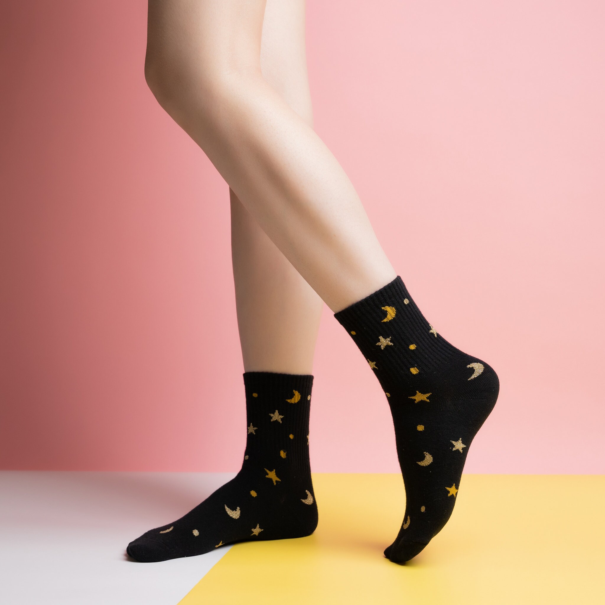 Bright Star Socks Star Theme Woman Socks white Socks Black Socks ...