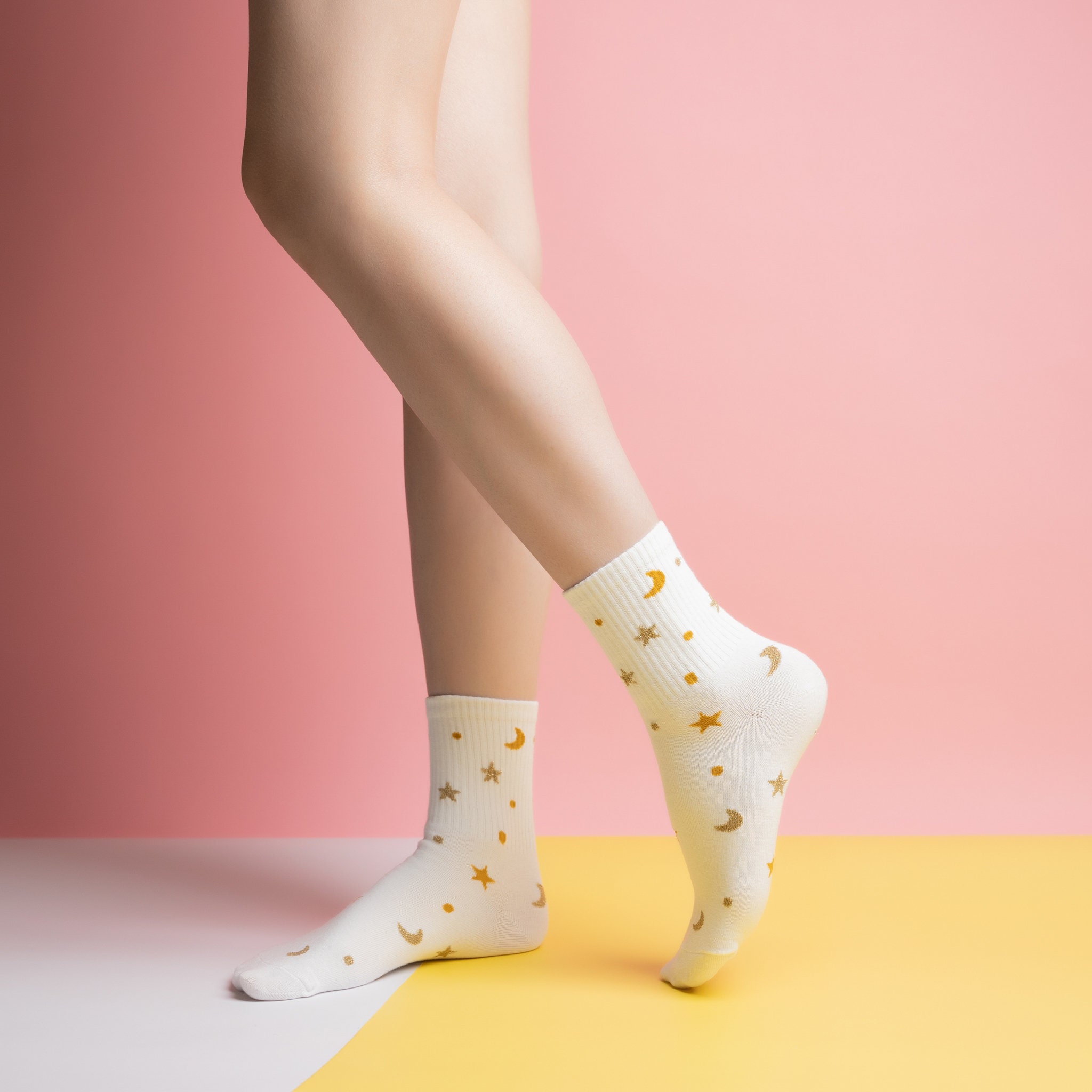 Bright Star Socks Star Theme Woman Socks white Socks Black Socks ...