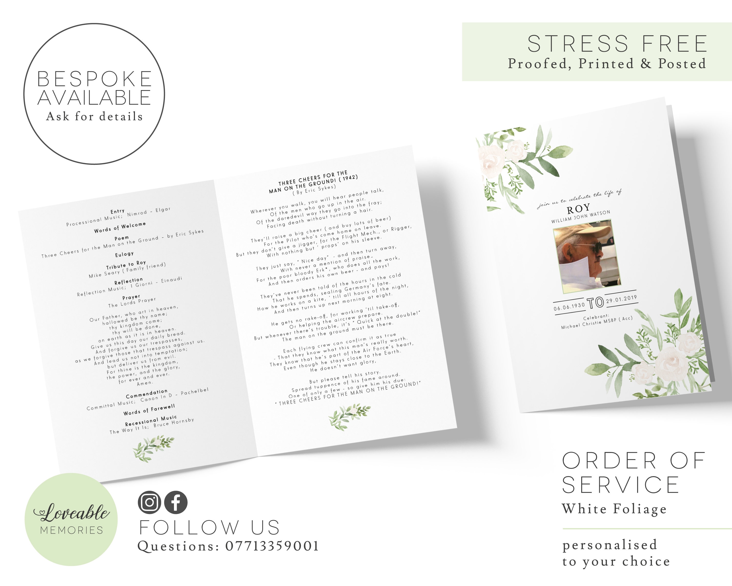 Printed Funeral Order of Service Funeral Programme Funeral - Etsy UK