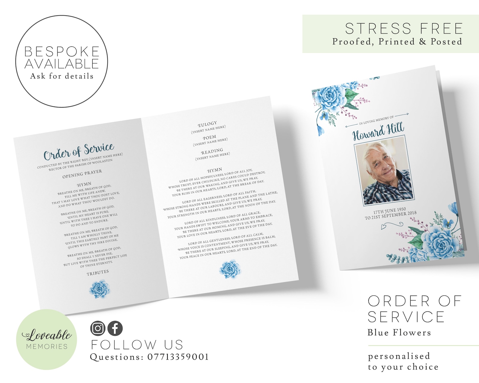 Printed Funeral Order of Service Funeral Programme Funeral - Etsy UK
