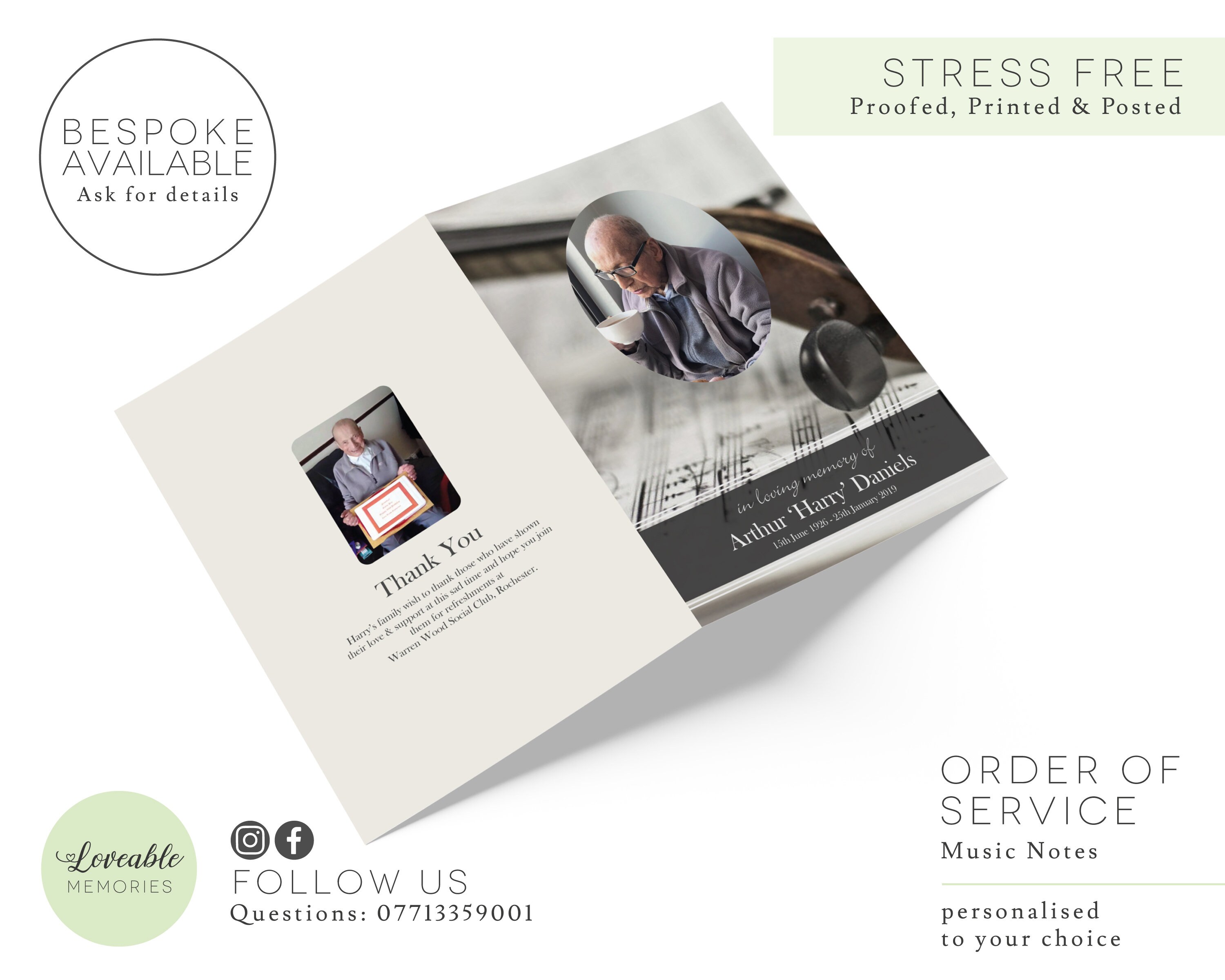 Funeral Order of Service, Eucalyptus Funeral Programme, Printed Funeral ...