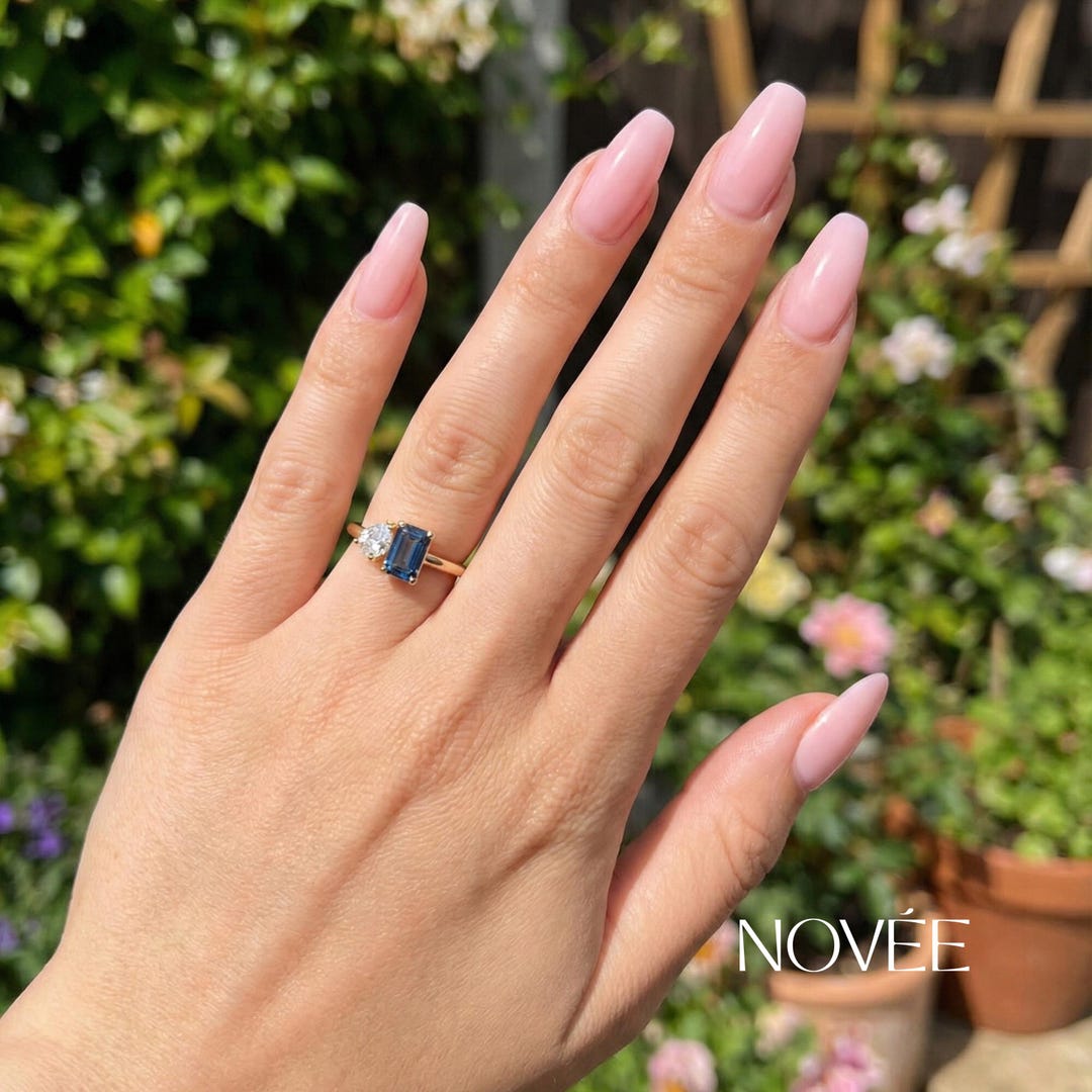 Toi Et Moi Engagement Ring With London Blue Topaz, Pear Cut Lab-grown ...
