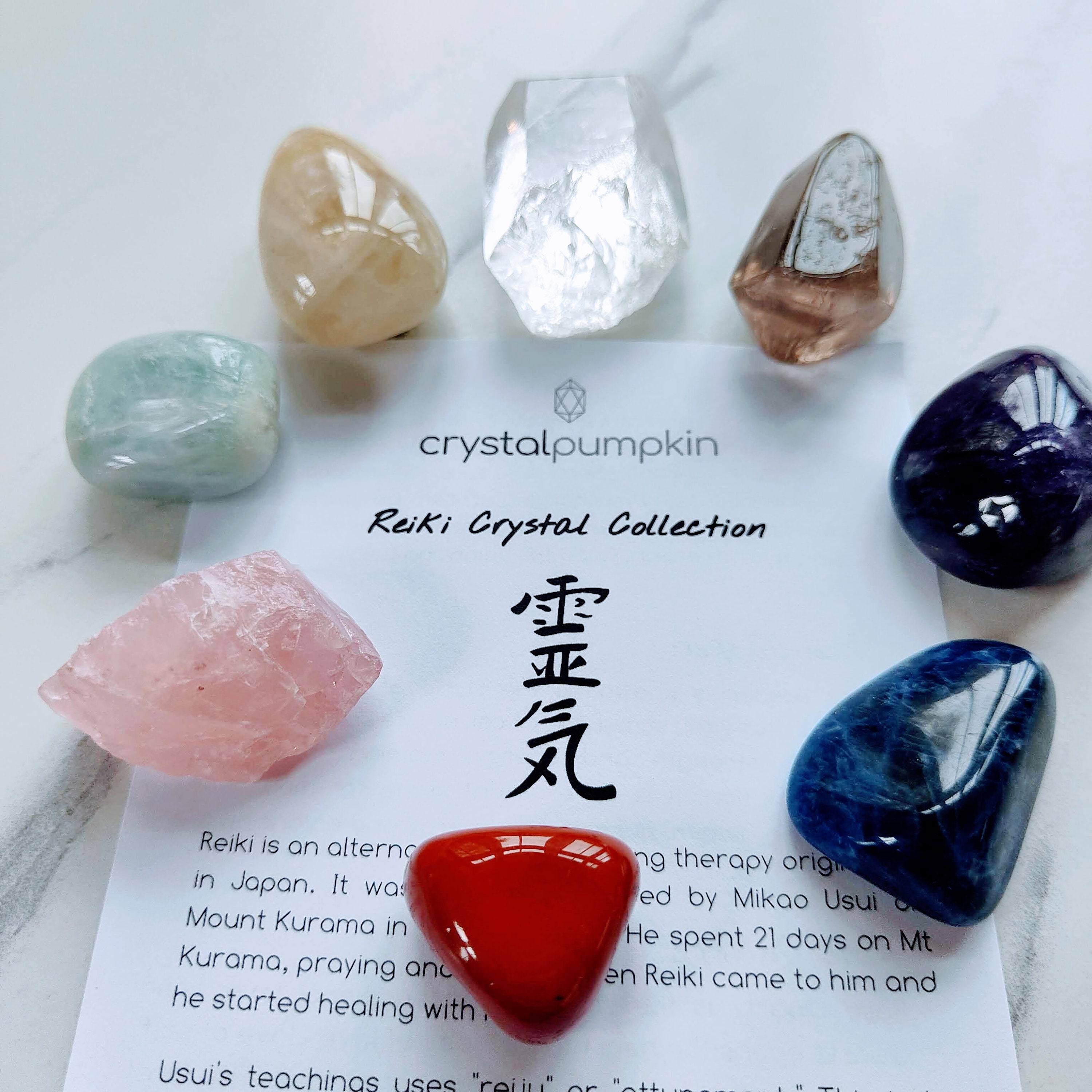 Reiki Crystal Set - 8 beautiful reiki charged crystal gemstones with ...