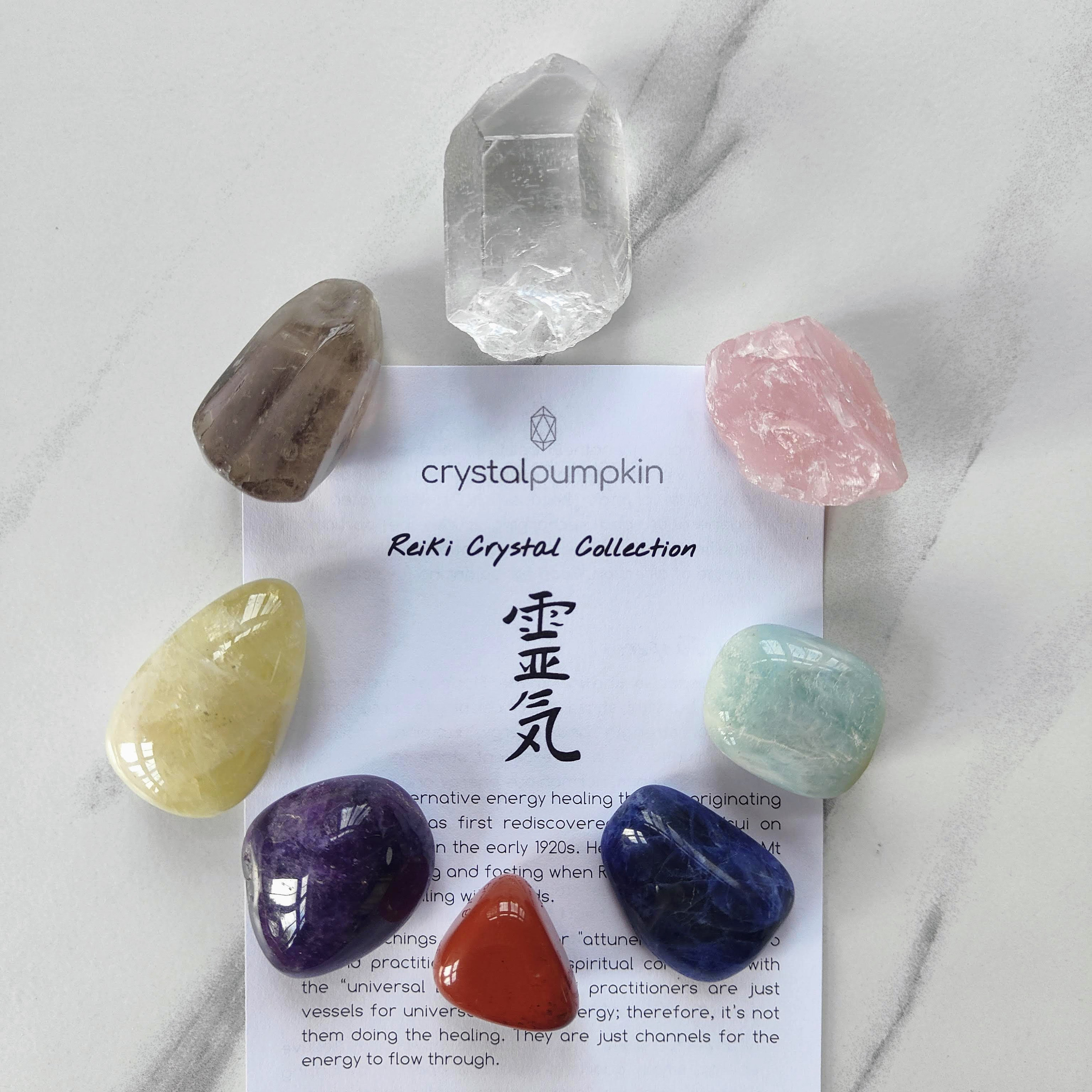 Reiki Crystal Set - 8 beautiful reiki charged crystal gemstones with ...