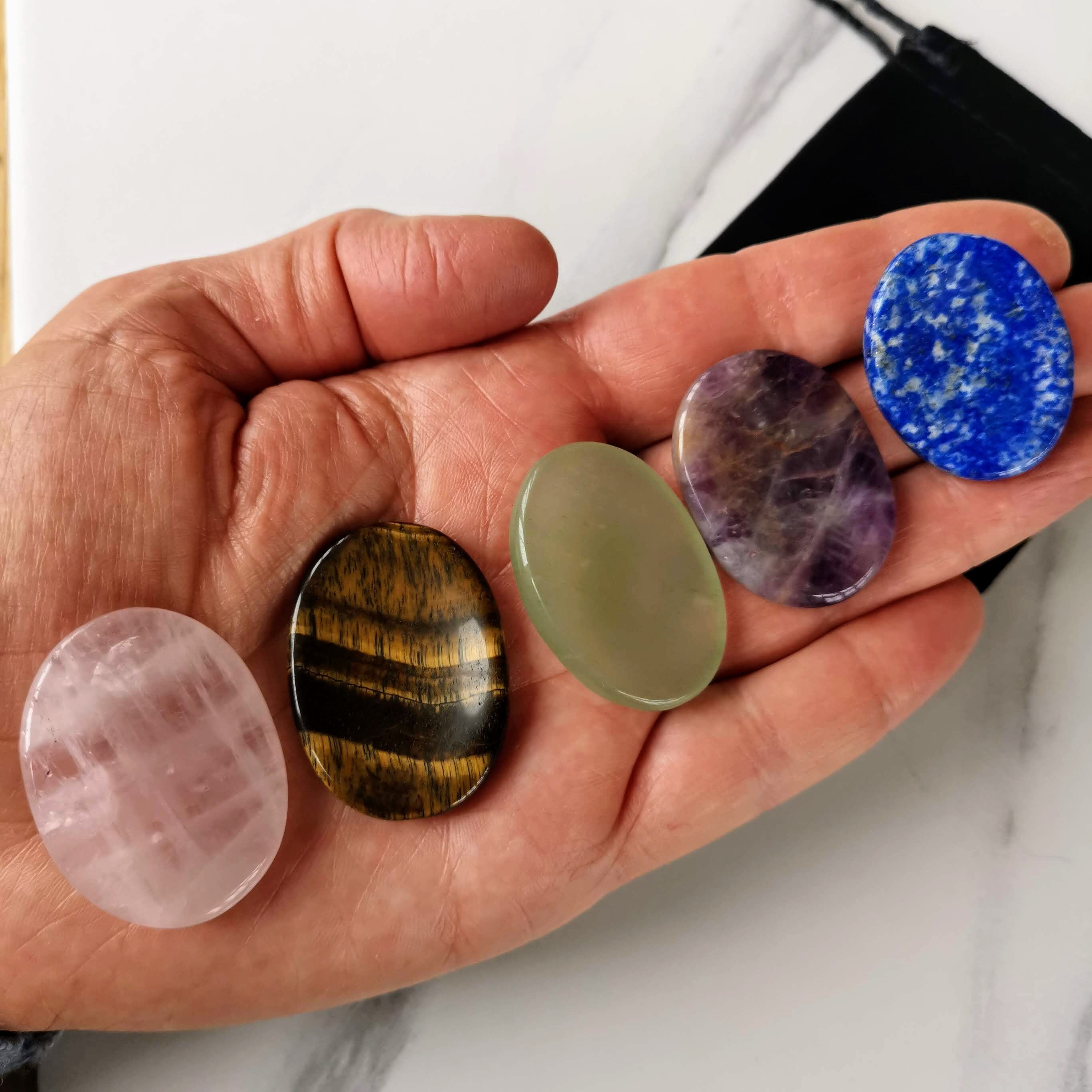 Healing Crystal Worry Stone Pocket Palm Stones x5 Stress Relief ...