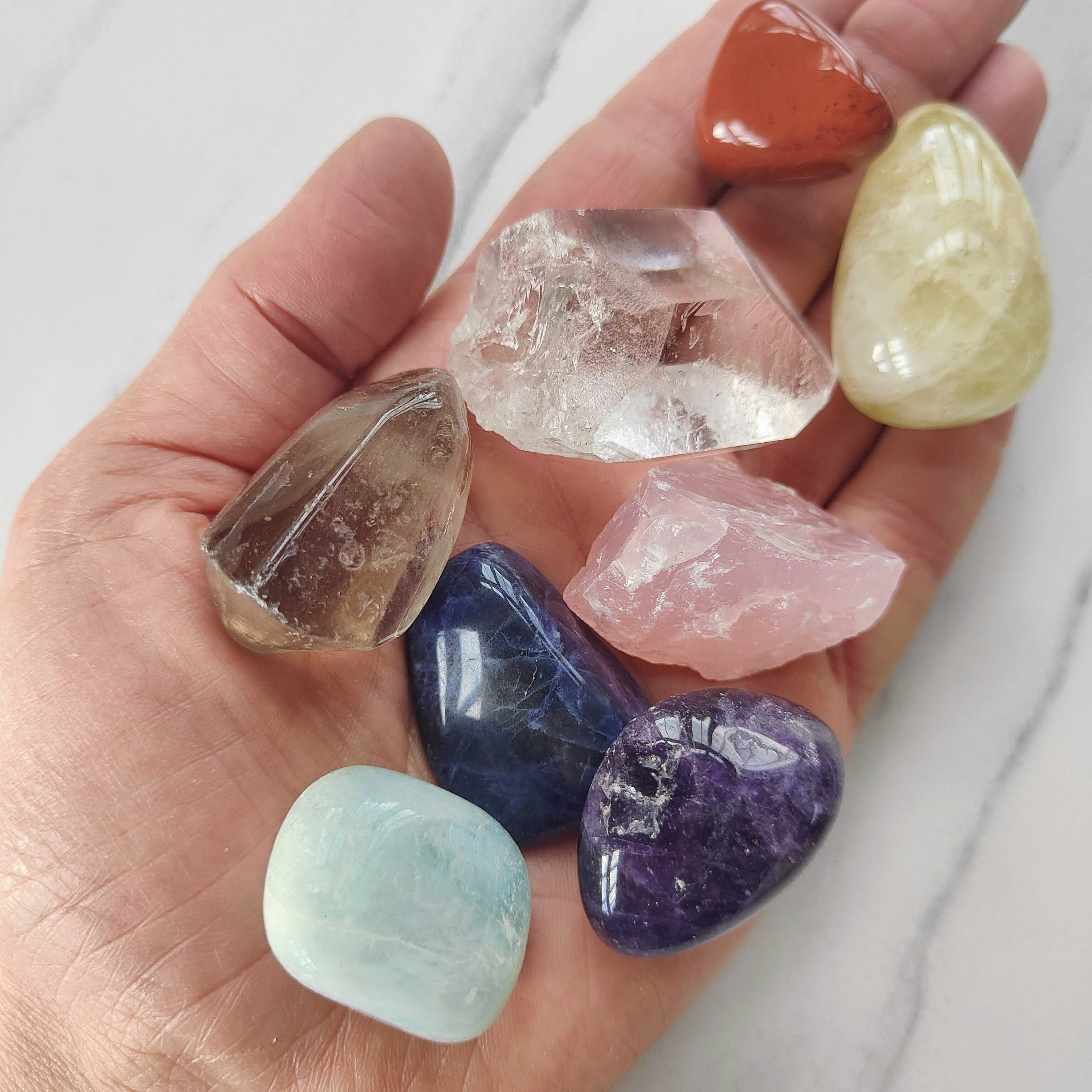 Reiki Crystal Set - 8 beautiful reiki charged crystal gemstones with ...