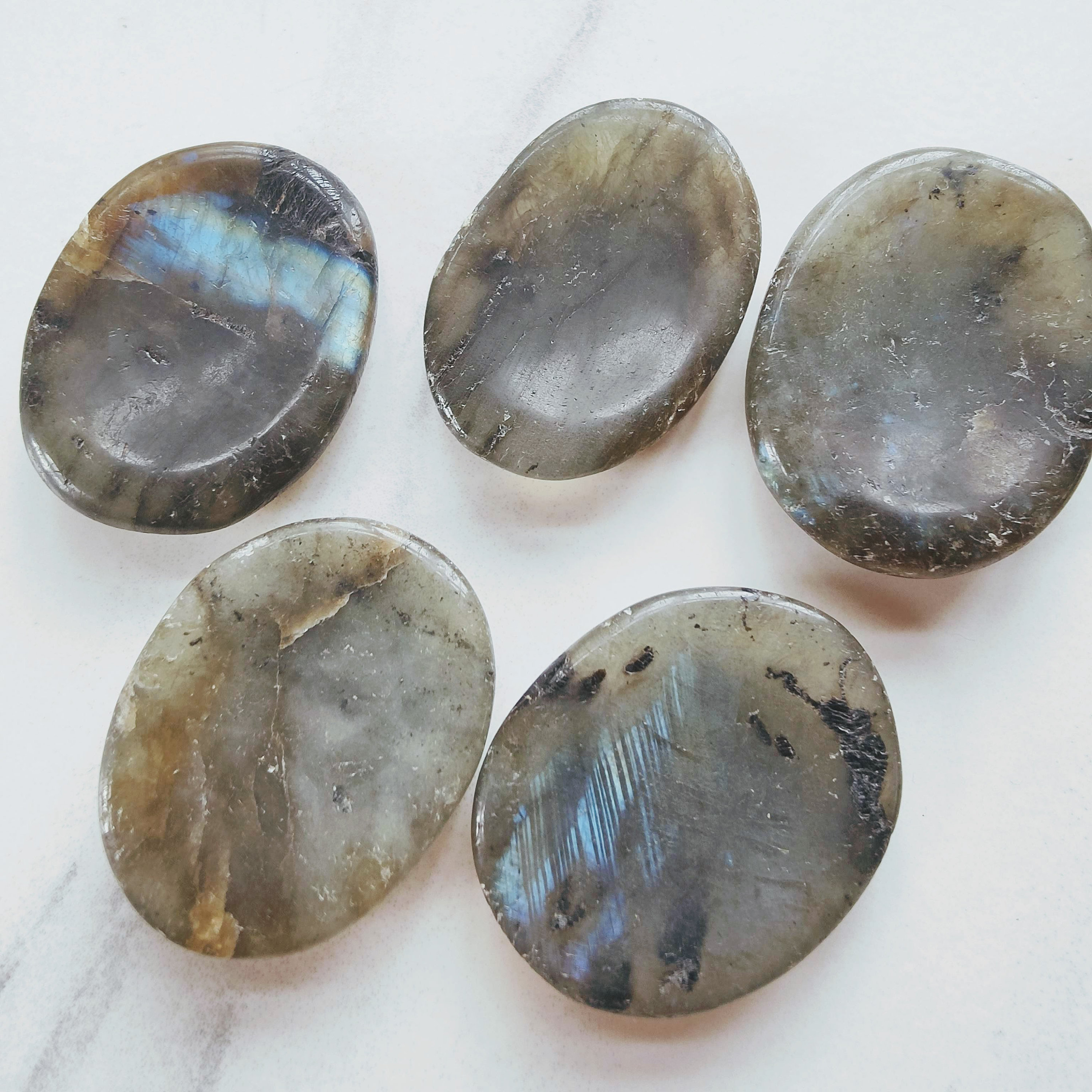 Labradorite Worry Stone - Thumb Stone. High quality hand carved reiki ...
