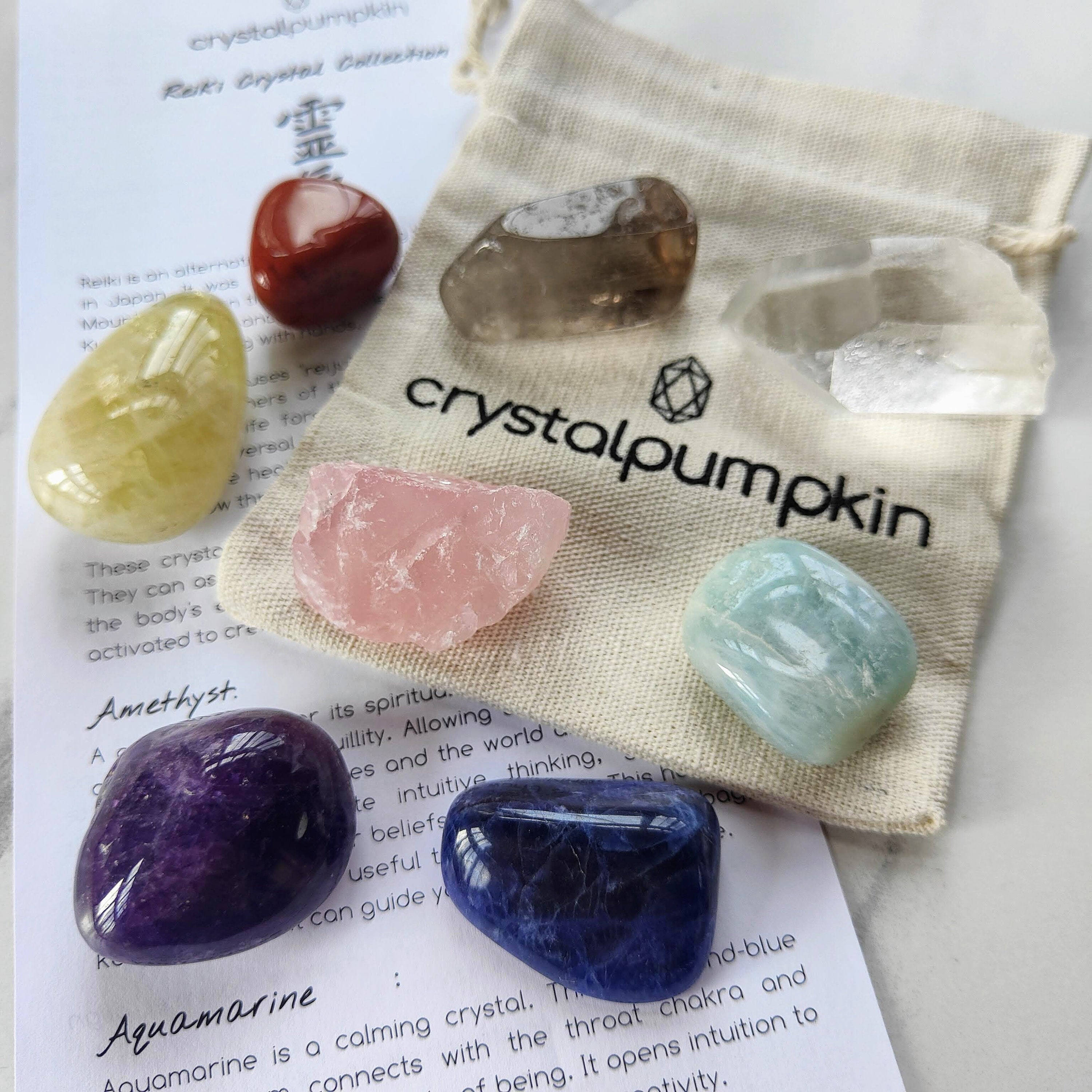 Reiki Crystal Set - 8 beautiful reiki charged crystal gemstones with ...