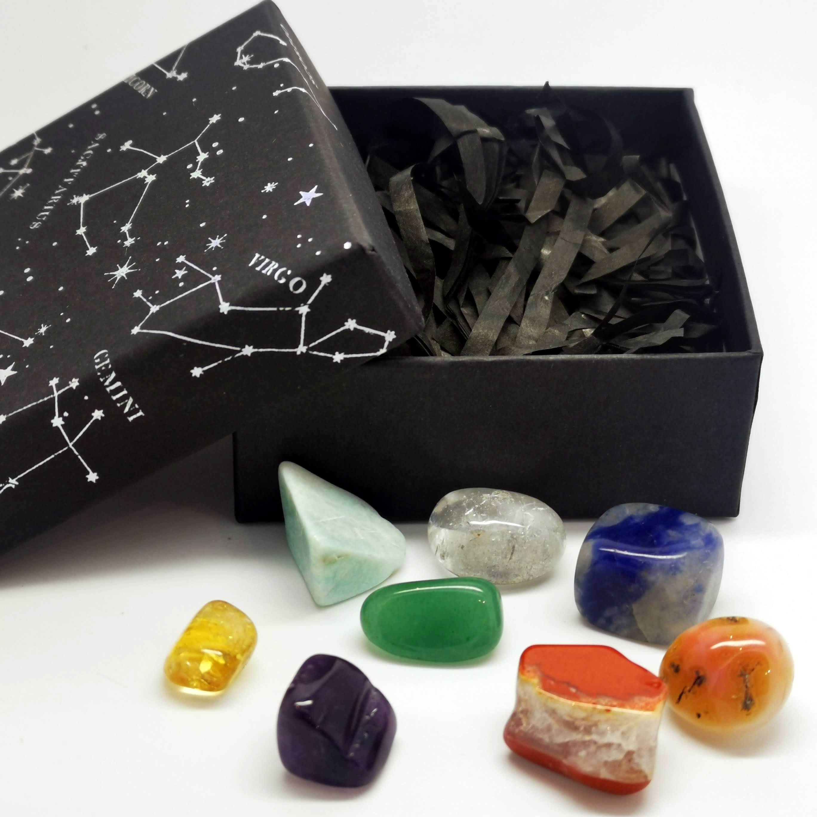 Mini Chakra Crystal Gemstone Gift set. 8 chakra gemstones in gift box ...