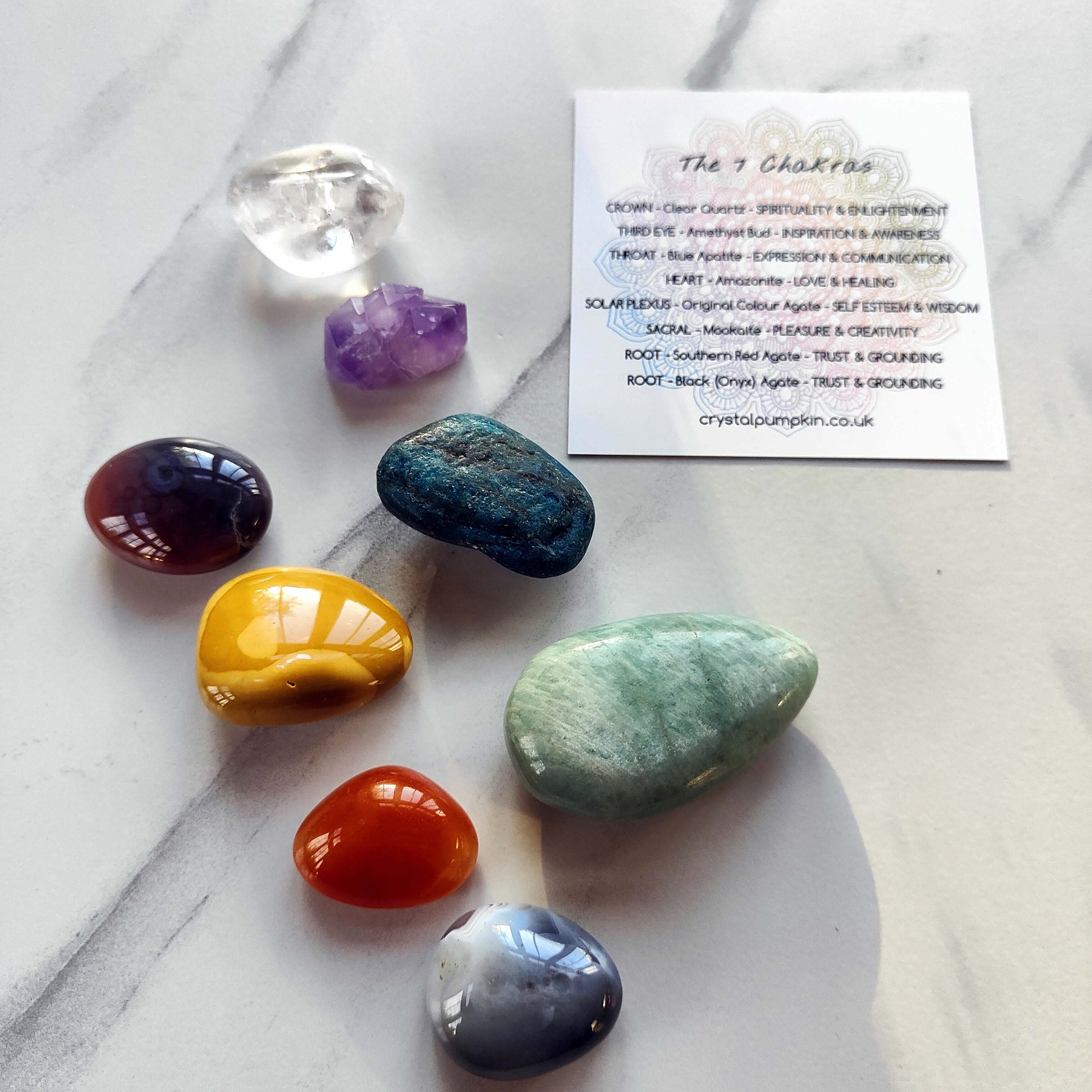 Chakra Crystal Set. 8 chakra gemstone crystals in beautiful gift box ...