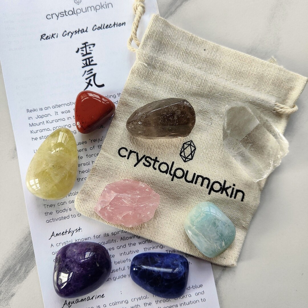 Reiki Crystal Set 8 Beautiful Reiki Charged Crystal Gemstones With ...